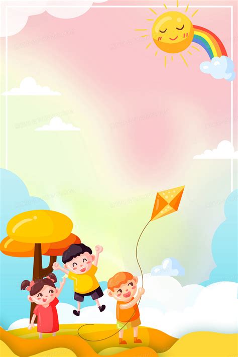 六一儿童节清新卡通儿童玩耍背景背景图片素材免费下载熊猫办公