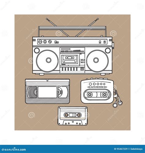 Retro Audio Cassette Tape Recorder Music Player Videotape From 90s
