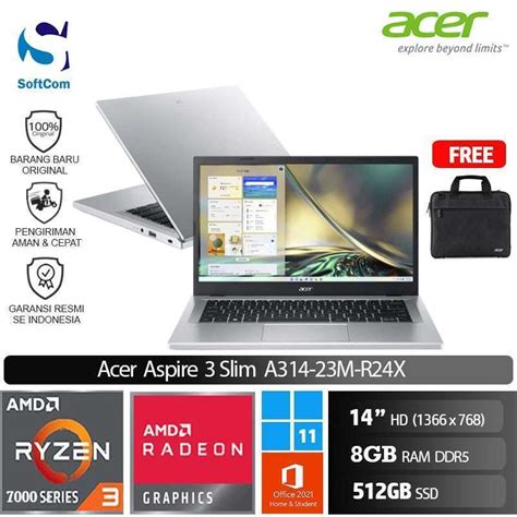Jual Acer Aspire Slim A M R X Notebook AMD Ryzen U GB GB SSD HD Win