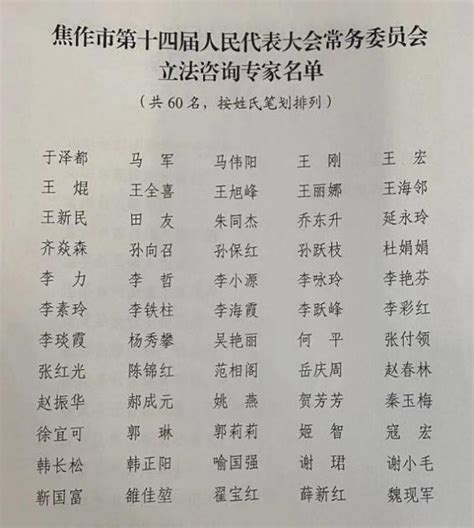 我校孙向召等五位同志被聘为焦作市第十四届人大常委会立法咨询专家 焦作大学