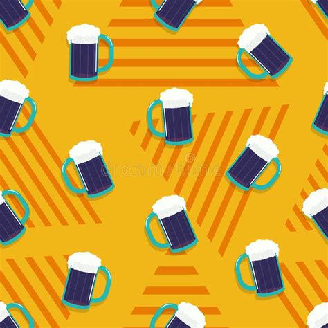 Beer Seamless Pattern Repeating Colorful Glasses Of Beer Oktoberfest