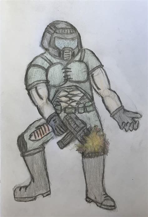 I Tried To Draw Doomguy From The Title Of The First Doom Game Let Me