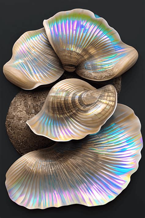 Iridescent Clam Shells Hyper Realistic And Intricate · Creative Fabrica