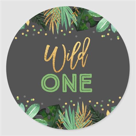 Wild One Party Favor Tag Sticker Jungle Animals Zazzle Party Favor