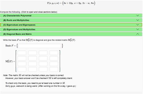 solved the linear transformation t r4 → r4 below is