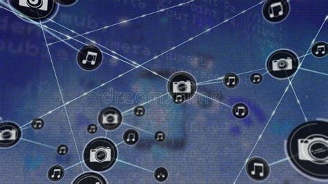Animation Of Network Of Connections With Icons Over Interference And