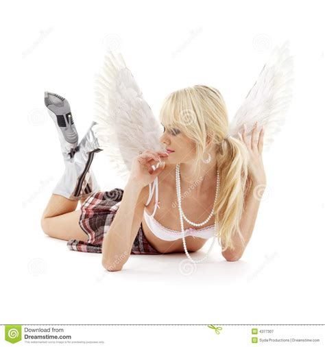 Laying Lingerie Angel Blonde I Stock Image Image Of Boots Bright