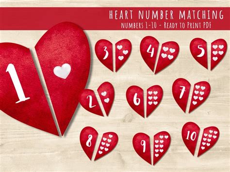 Heart Printable Number Matching Printable Valentine Activity Number
