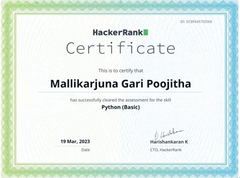 Mallikarjuna Gari Poojitha On Linkedin Hackerrank Python
