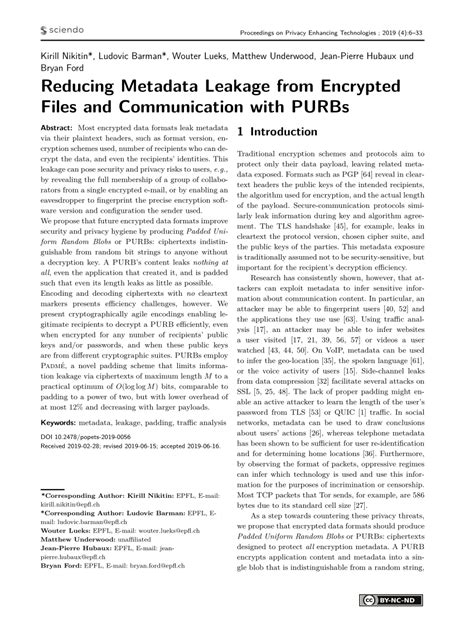 pdf reducing metadata leakage from encrypted files and communication