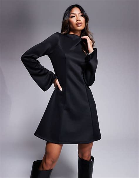 Asos Design Figurbetontes Und Ausgestelltes Minikleid Aus Scuba Stoff