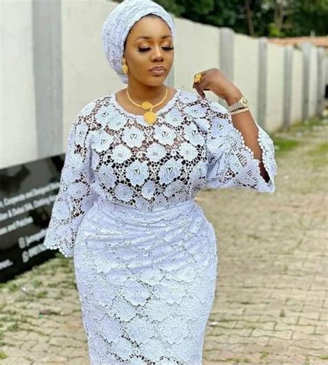 White Lace Iro And Buba African Lace Wrapper And Blouse Women