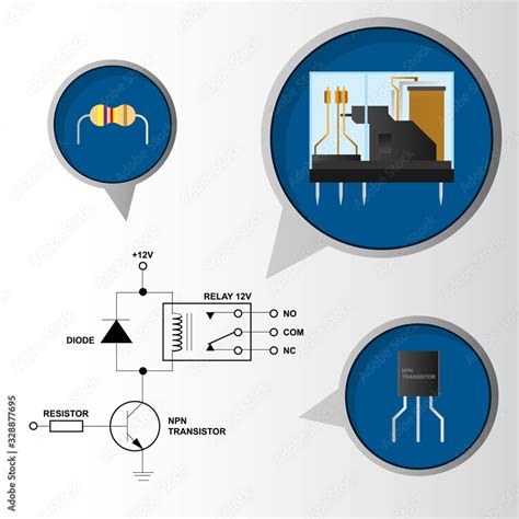Electronic Relay Control Circuit Schematic With Component Stock Vector Adobe Stock