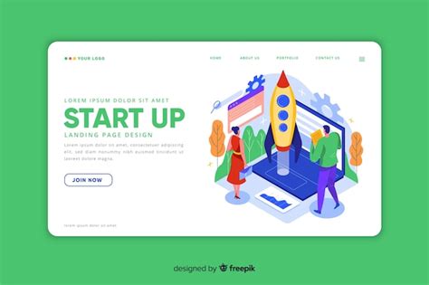 아이소 메트릭 시작 방문 페이지 무료 벡터