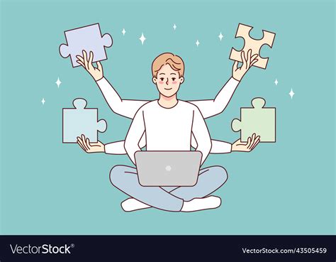 Man Working On Laptop Solve Business Problem Vector Image