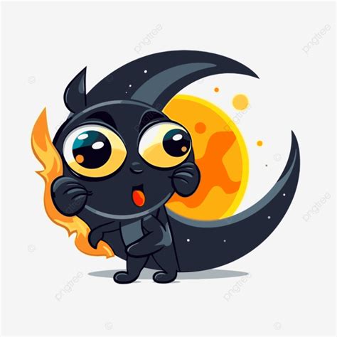 Solar Eclipse Clipart Cute Black Moon With Fire Cartoon Vector Solar Eclipse Clipart Cartoon