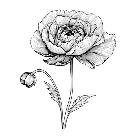 Premium Vector Hand Drawn Sketch Ranunculus Flower Illustration