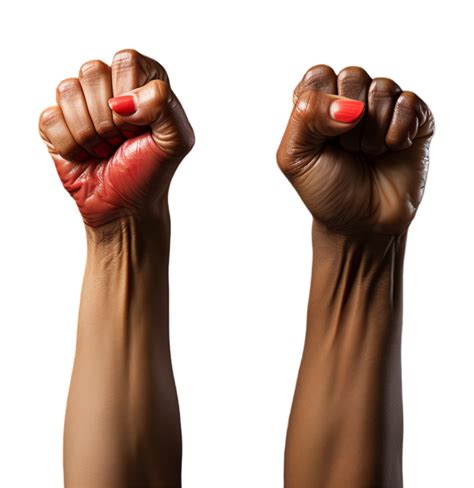 Ai Generated Portrait Of Left And Right Hands Up And Clenched Isolated