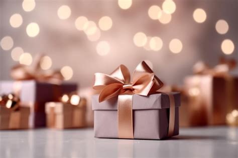 Premium AI Image A Box Of Purple Gift Boxes With A Gold Ribbon And A