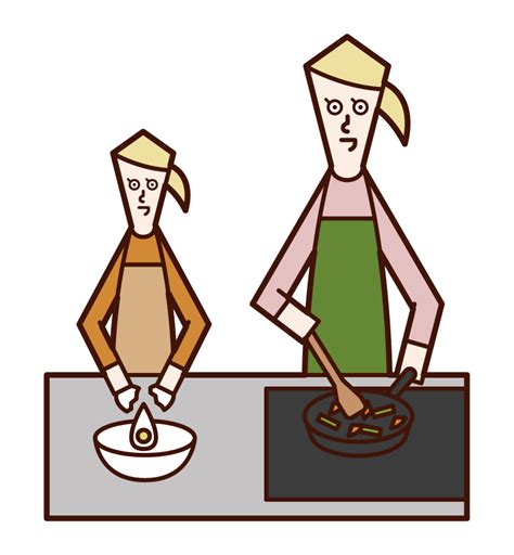 부모와 자녀가 요리하는 그림 무료 일러스트 소재집 Kukukeke