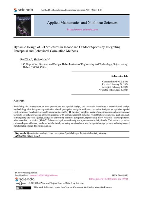 Pdf Dynamic Design Of 3d Structures In Indoor And Outdoor Spaces By Integrating Perceptual And