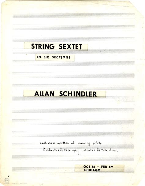 String Sextet Ink Score Title Page Sibley Music Library