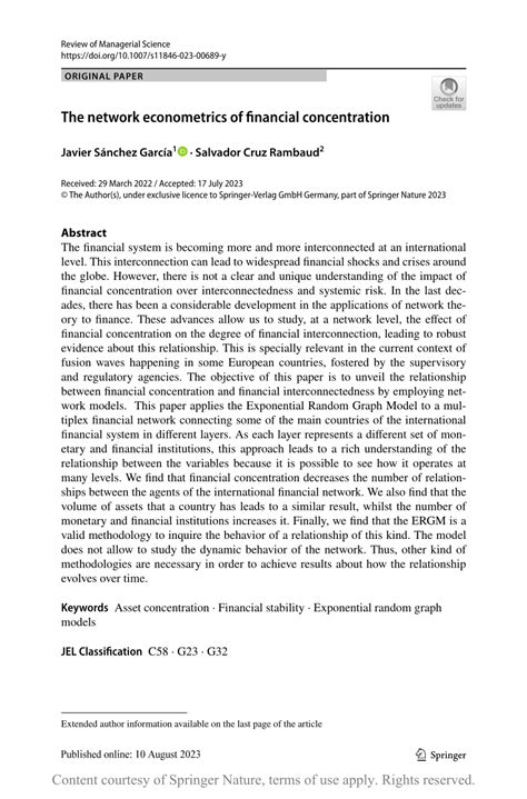 The Network Econometrics Of Financial Concentration Request Pdf