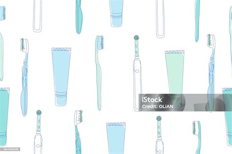칫솔과 치약의 원활한 패턴 벡터 일러스트 레이 션입니다 벡터 3차원 형태에 대한 스톡 벡터 아트 및 기타 이미지 3차원 형태 건강관리와 의술 건강한 생활방식 Istock