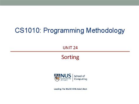 Cs Programming Methodology Unit Sorting Nus