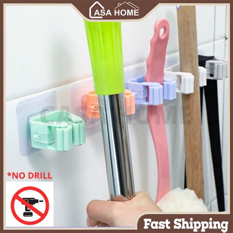 Casa Bathroom Hooks Mop Sangkut Penyangkut Clip Free Hanging Mop Racks
