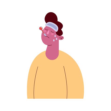Man Sick With Fever Vector Art At Vecteezy
