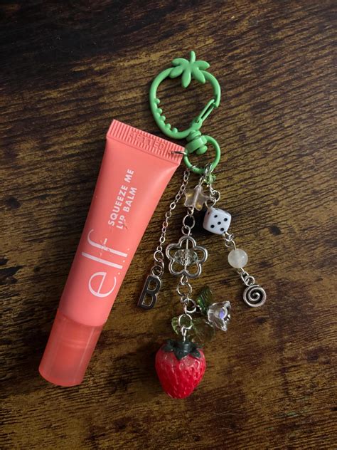 Custom Lip Gloss Key Chains With Initial Lip Balm Keychain T Idea Ts For Her Gold