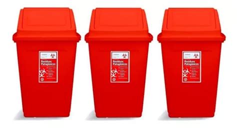 Cesto Residuos Reciclado 55lts Tapa Vaiven X 3u Colombraro