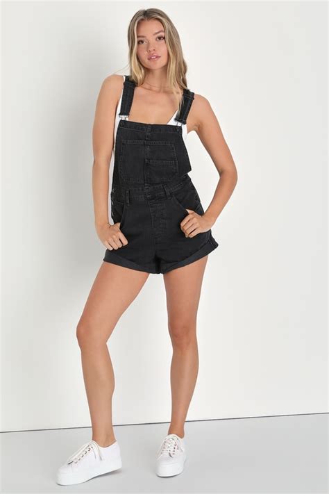 Free People Ziggy Shortalls Short Overalls Black Shortalls Lulus