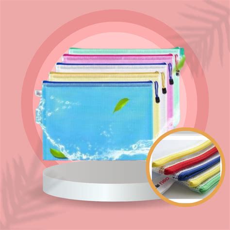 A5 A4 Transparent Envelope Zipper Folder Plastic File Grid Sold Per