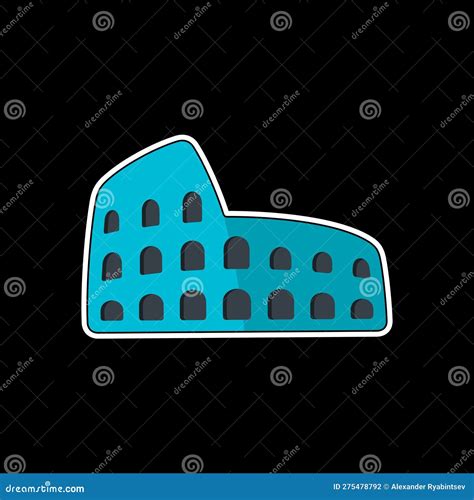 Ancient Roman Coliseum Flat Style Vector Sticker Illustration Stock