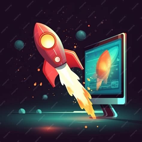 Premium Ai Image Rocket And Computer Monitor Startup Concept