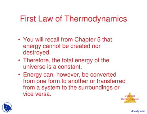 Laws Of Chemical Thermodynamics Chemical Thermodynamics Lecture Slides