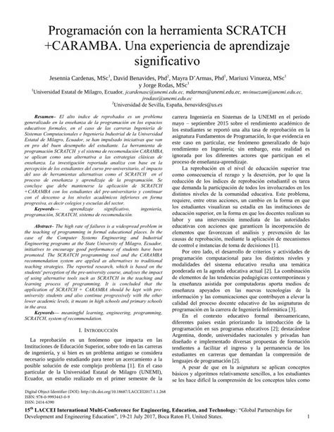Pdf Programación Con La Herramienta Scratch · Variables