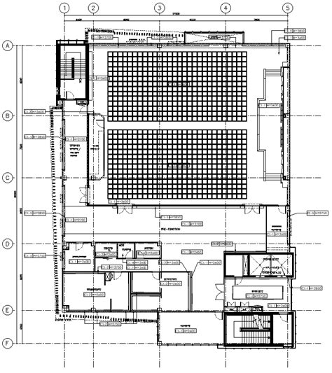 Detailed Theatre Center Line Plan Autocad Drawing