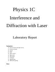 Interference And Diffraction With Laser Docx Physics 1C Interference