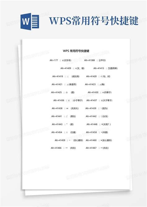 Wps常用符号快捷键word模板下载 编号qwnyzexy 熊猫办公