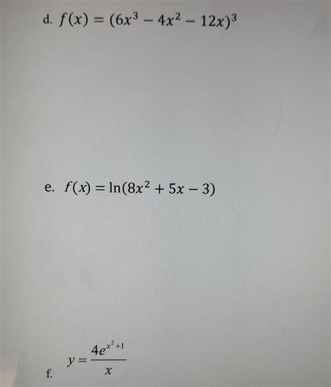 Solved 4 Find The Derivatives For The Following Functions