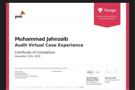 Pwc Switzerland Audit Completion Certificate Jahnzaib Jamil Posted On The Topic Linkedin