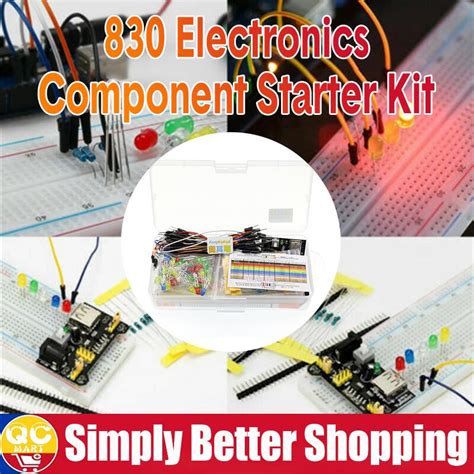 Electronics Component Basic Starter Kit With 830 Tie Points Breadboard Cable Resistor Capacitor