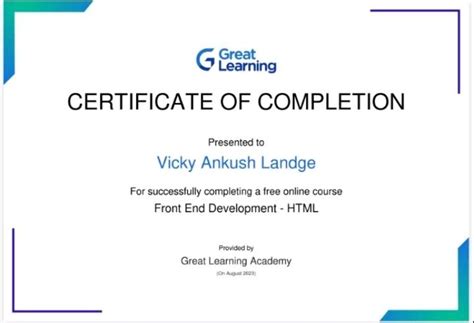 Vicky Landge On Linkedin Hi I Have Completed Html5 Course