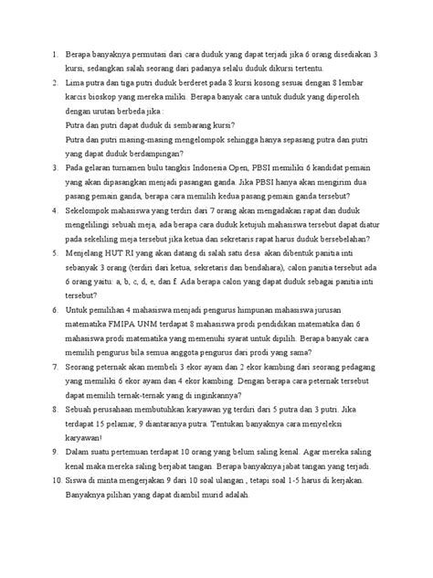 Tugas Permutasi Kombinasi Pdf