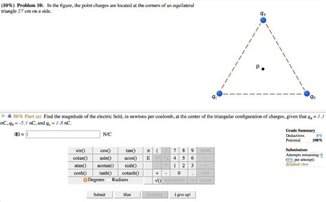 Solved Problem 10 In The Figure The Point Charges Are Located At The