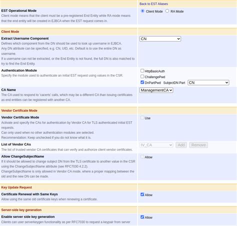 Est Client Mode Configuration