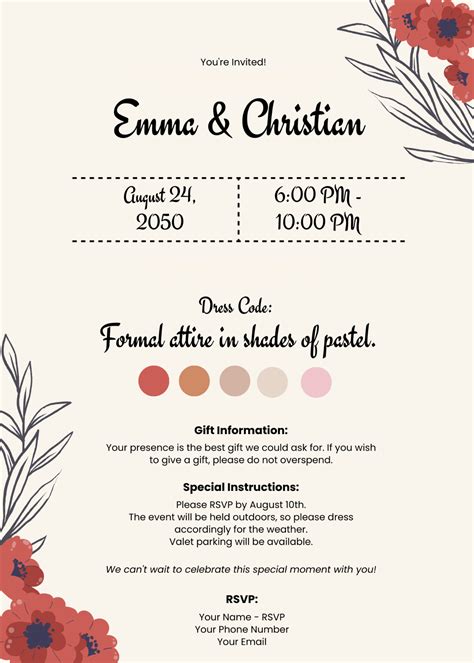 Free Engagement Party Dress Code Invitation Template To Edit Online